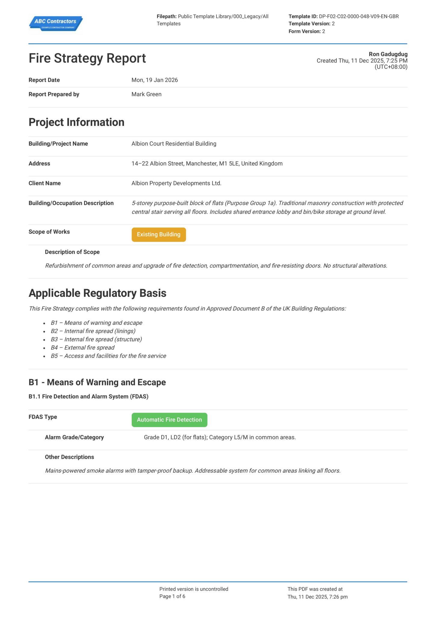 Fire Strategy Report - Fire Strategy and Tactics Plan Example PDF