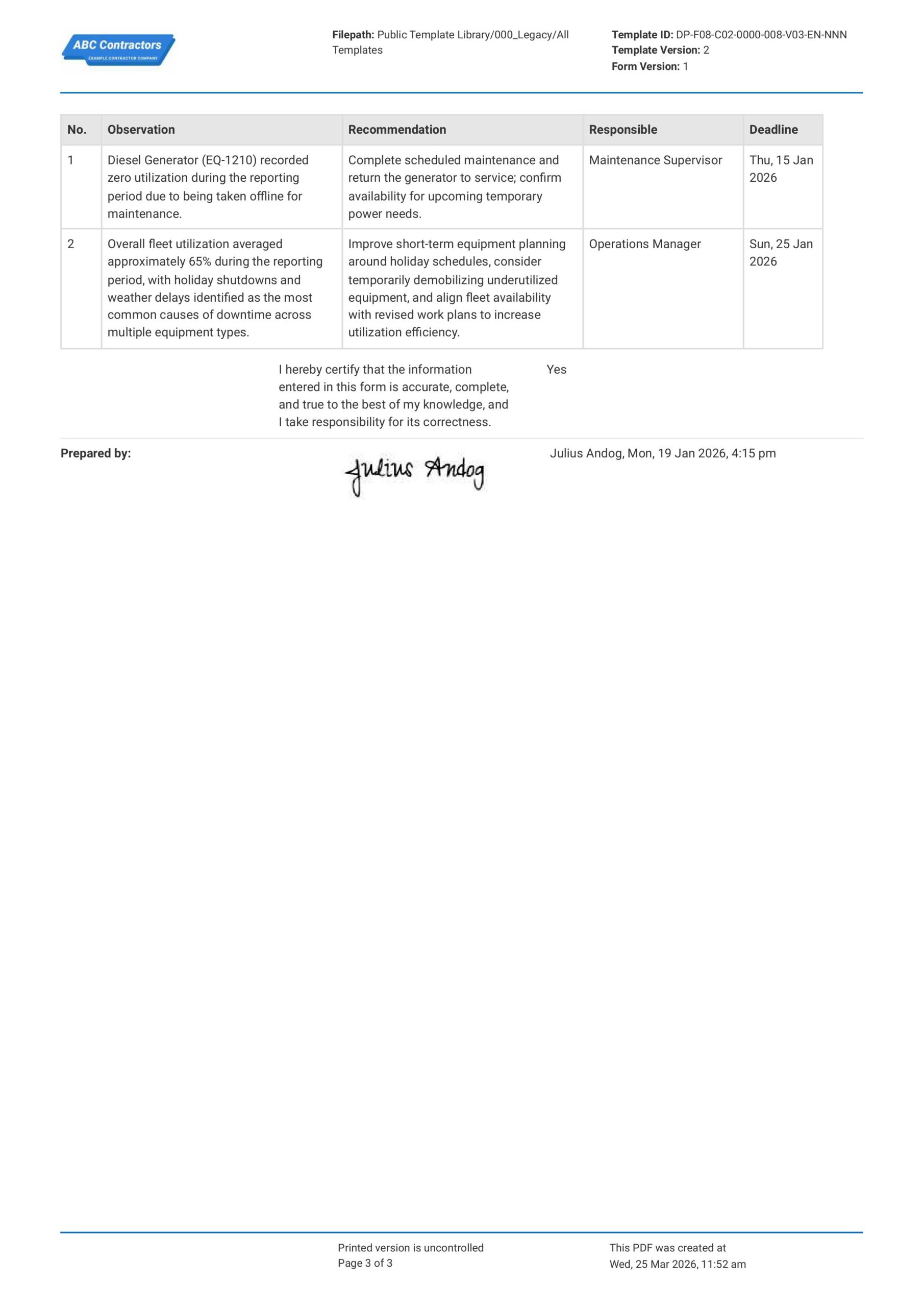 Equipment Utilization Report Template & Guide | Sitemate